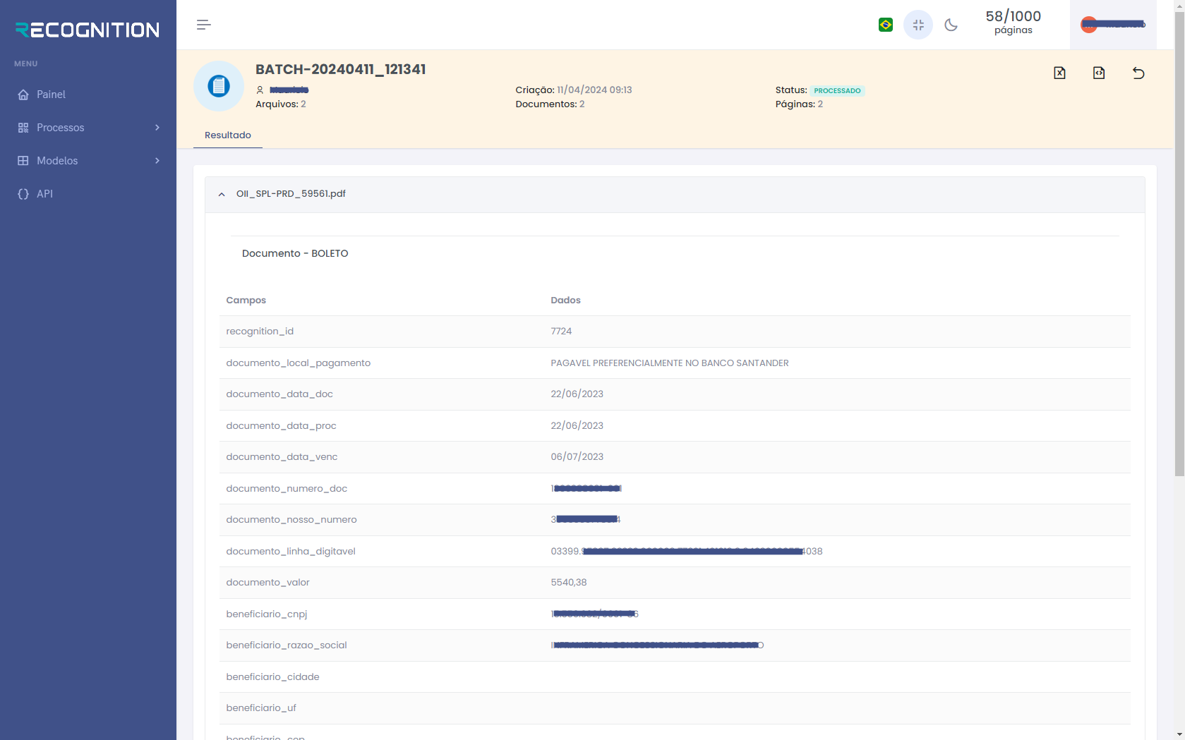 Recognition iOCR Intelligent Document Processing